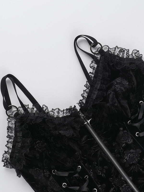 Goth lace-up rose cami top – Pyd Shop