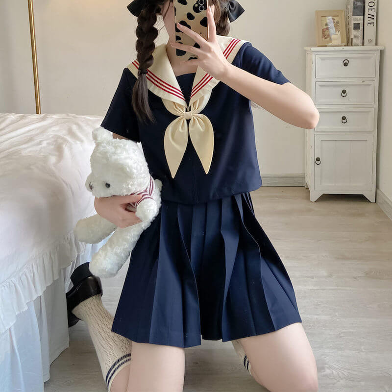 Navy Beige JK sailor girl school uniform set – Pyd Shop